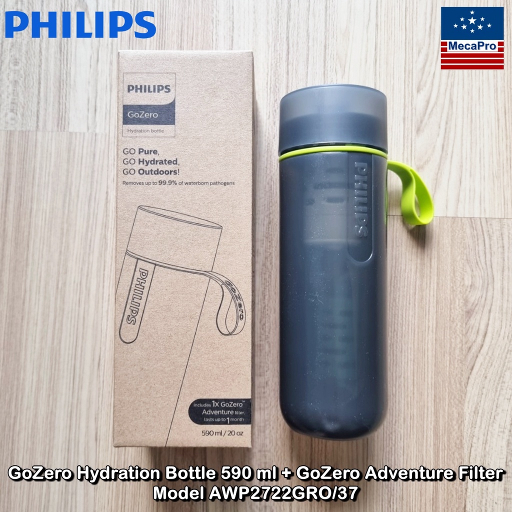 Philips® GoZero Hydration Bottle 590 ml + GoZero Adventure Filter ฟิลิปส์ ขวดน้ำ แบบบีบได้ + ไส้ ...