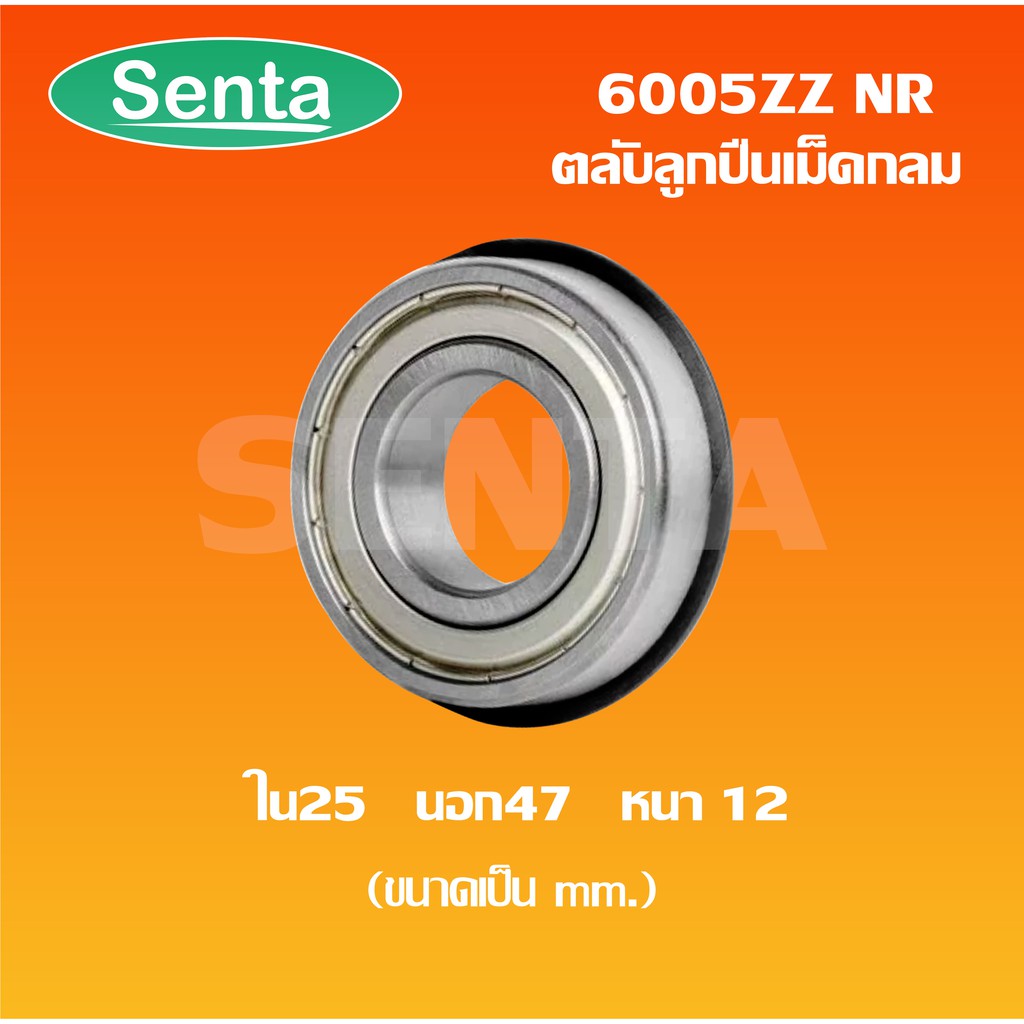 6005ZZNR ตลับลูกปืนเม็ดกลมร่องลึก มีร่องพร้อมแหวน ฝาเหล็ก 2 ข้าง ( Deep ...