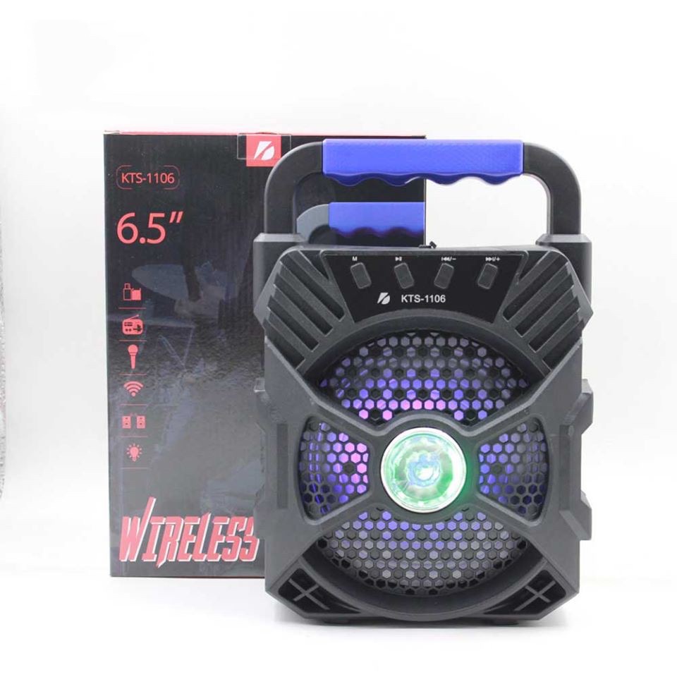 ลำโพงบลูทูธ บลูทูธไร้สาย รุ่น KTS-1106 ตัวเล็กเสียงดี ฟรีไมค์คาราโอเกะ มีหูหิ้วพกพาง่าย(คละสี ...