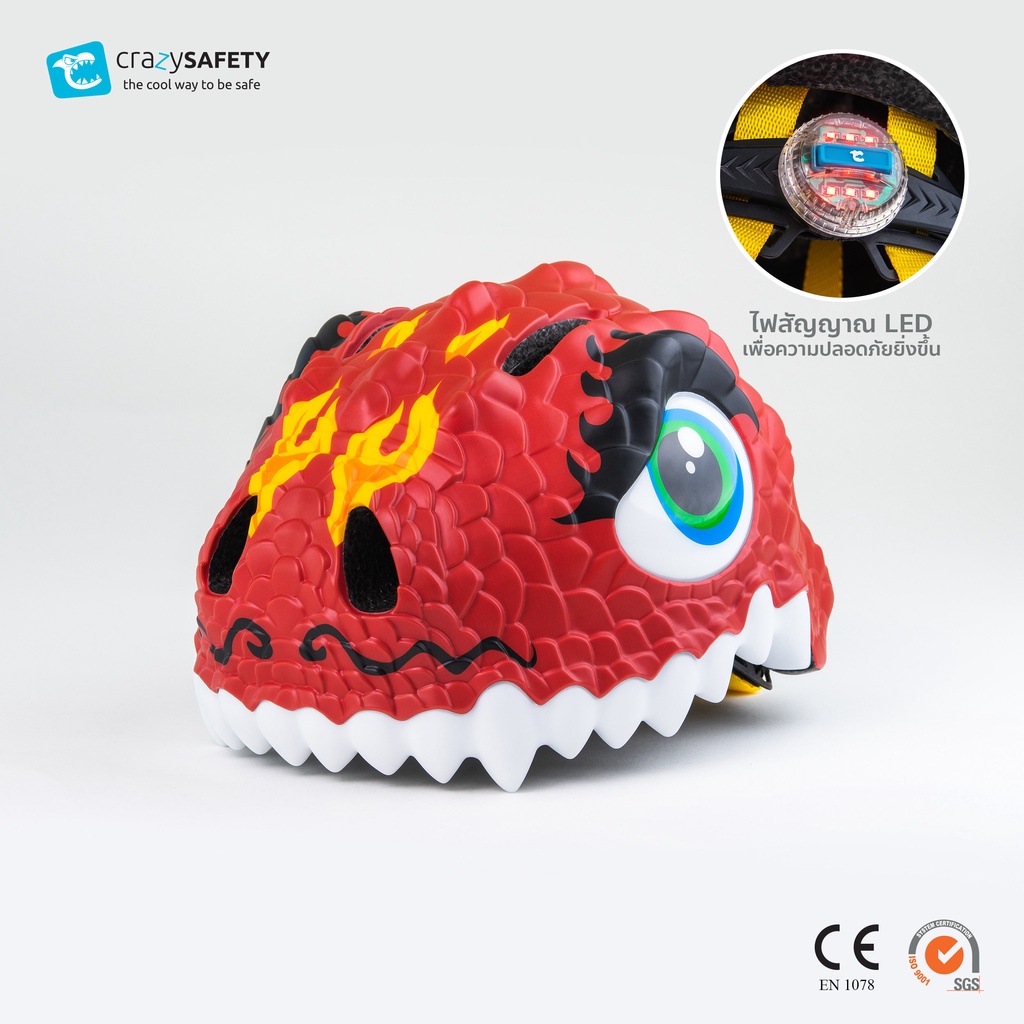 Crazy Safety หมวกกันน็อคจักรยานลายมังกรสำหรับเด็ก | Shopee Thailand