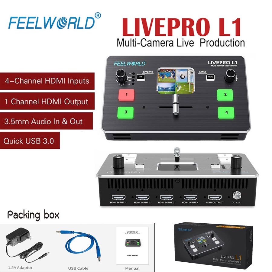 Feelworld LIVEPRO L1 Switcher Video Mixer HDMI Multi camera live ...