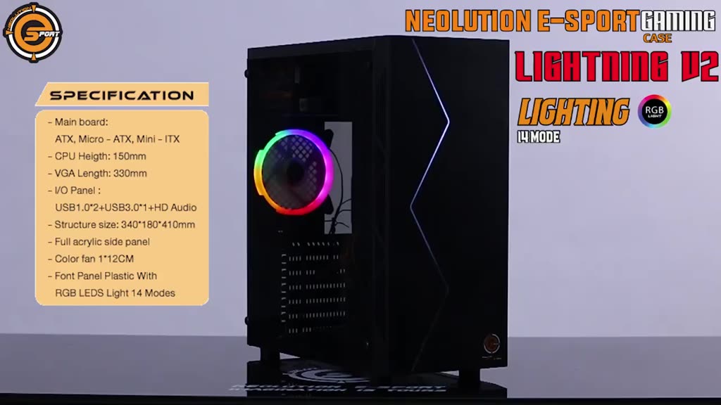 CASE เคสเกมมิ่ง NEOLUTION รุ่น LIGHTNING V2 (ATX,Micro - ATX,Mini - ITX ...