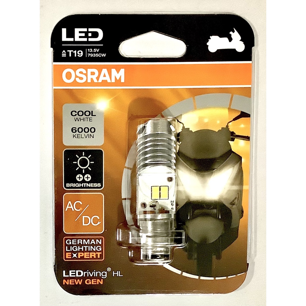 หลอดไฟหน้า มอเตอร์ไซค์ LED OSRAM T19 แป้นเล็ก(กลม) 10 หลอด | Shopee ...