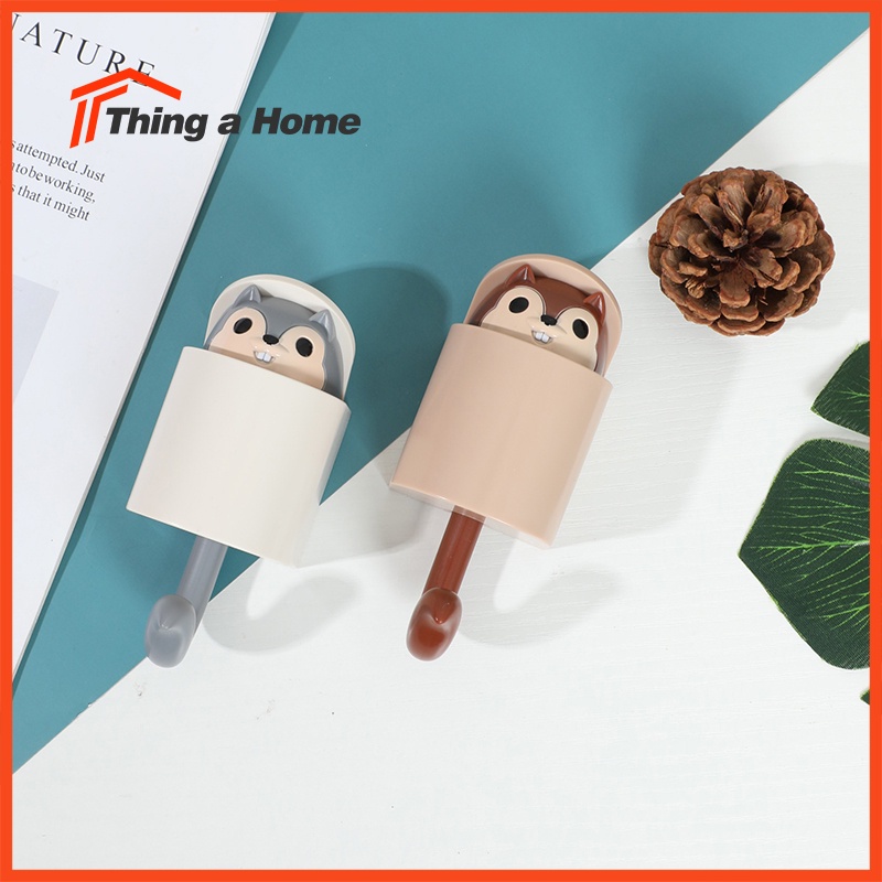 Thing a Home ตะขอแขวนติดผนัง ตะขออเนกประสงค์ รูปกระรอกน่ารัก ไม่ต้อง ...