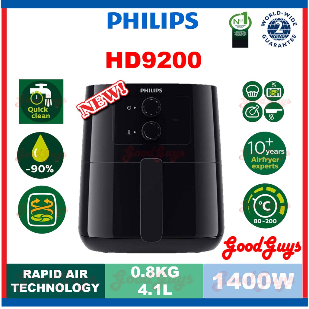 Philips HD9200 หม้อทอดไร้น้ํามัน พร้อมเทคโนโลยี RAPID AIR 0.8 กก. 4.1 ...