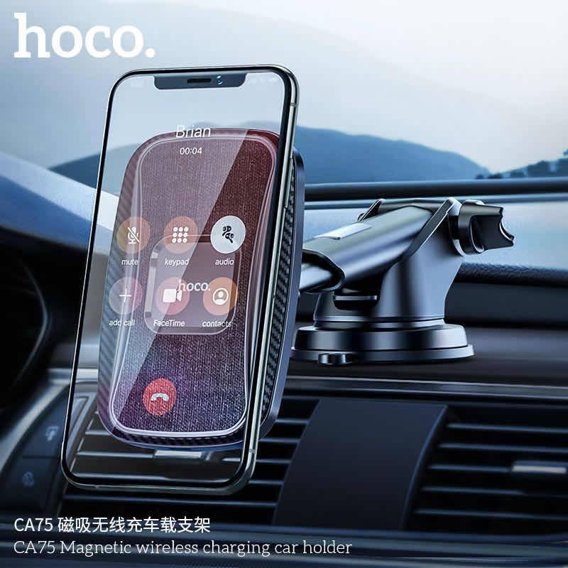 Hoco CA75 ที่จับมือถือติดรถยนต์ ระบบชาร์จไร้สายรองรับ Quick Charge QC 3.0 15W ที่ยึดมือถือ ที่ ...