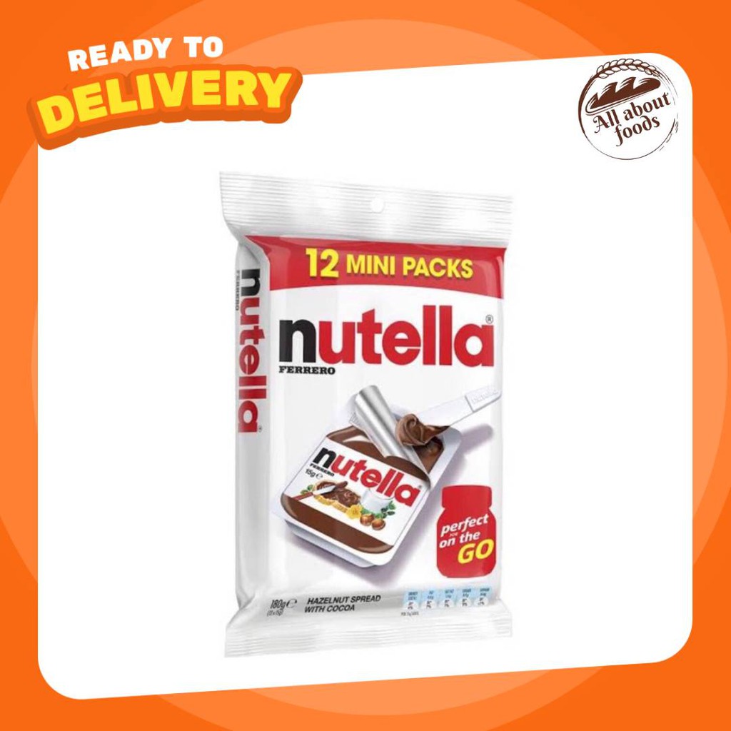 Nutella 12 MINI PACKS 12 ชิ้น 180 กรัม นูเทลล่า เฮเซลนัทบดผสมโกโก้ ขนาด ...