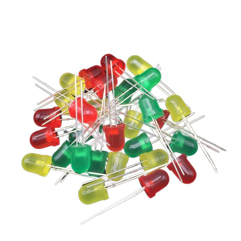 30pcs 8mm LED diode Light Assorted Kit DIY LEDs Set Yellow Red Green ...