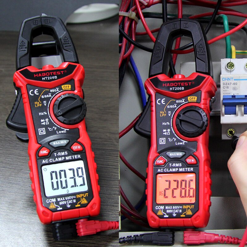 Habotest HT206B Digital Clamp Meter True RMS Capacitance Hz OHM ความถี่ ...