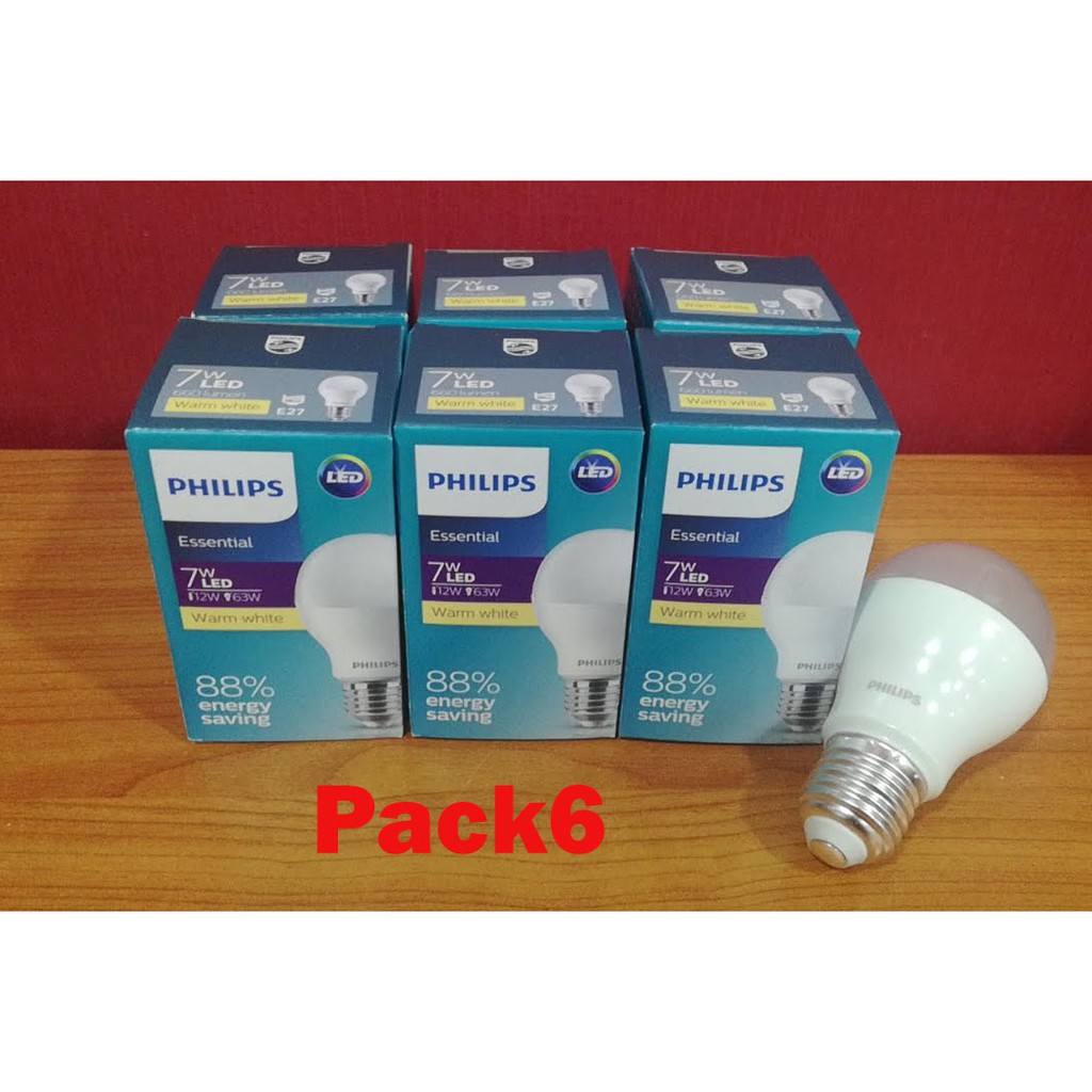 PHILIPS หลอดไฟ LED Bulb 7W รุ่น Essential Warm white แสงส้ม ขั้วE27 ...