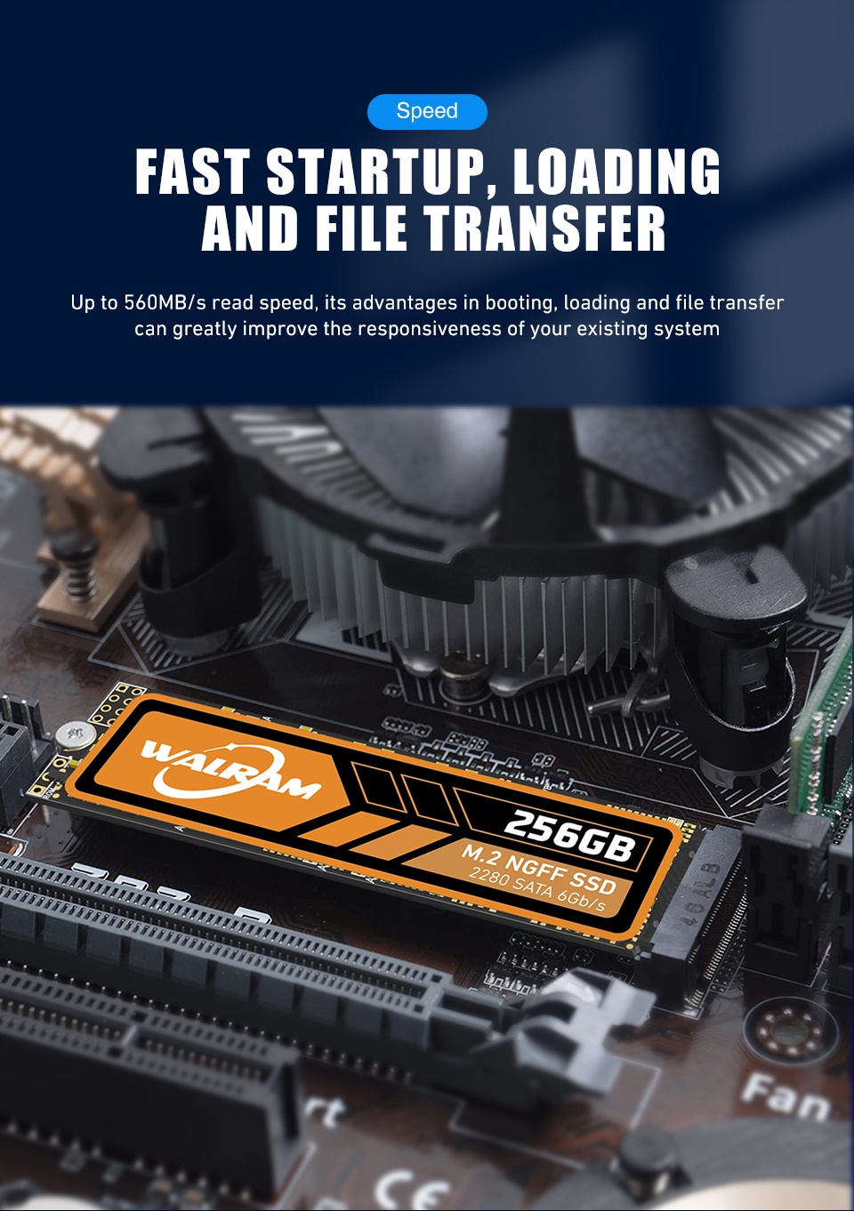 Walram M.2 SATA SSD เดสก์ท็อปพีซี M2 NGFF 128GB 256GB 512GB 1TB โซลิดสเตตไดรฟ์ สำหรับแล็ปท็อป ...