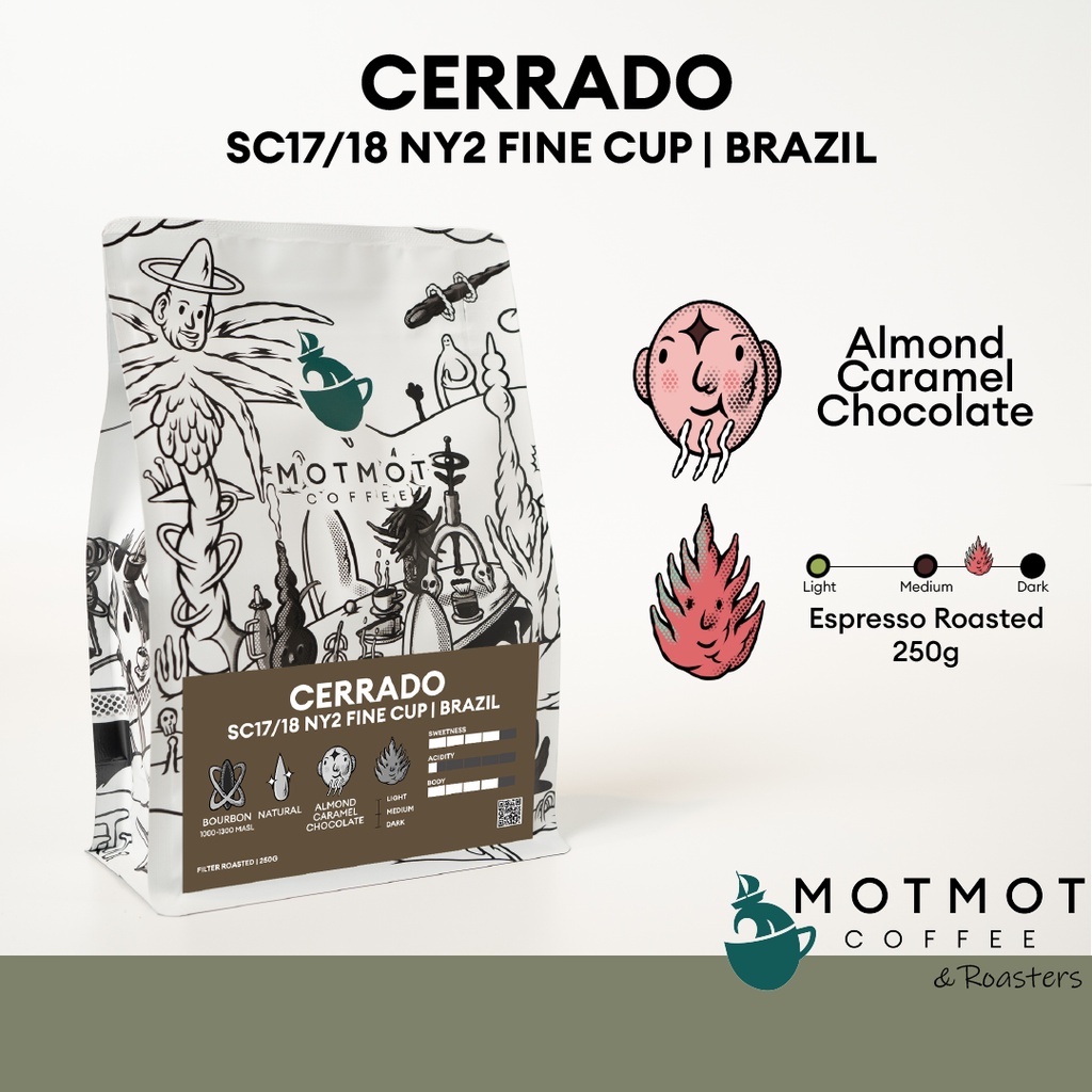 Brazil Cerrado SC17/18 NY2 Fine Cup (Natural) | Espresso Roasted | เมล็ดกาแฟคั่ว MOTMOT COFFEE ...