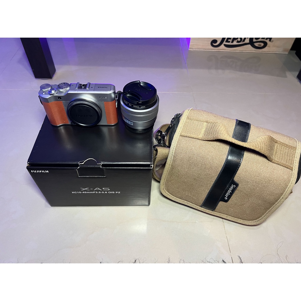 Fuji xa5 สีน้ำตลาล อุปกรณ์ครบ ️พร้อมใช้งาน ️สินค้ามือสอง แถมกระเป๋า ...