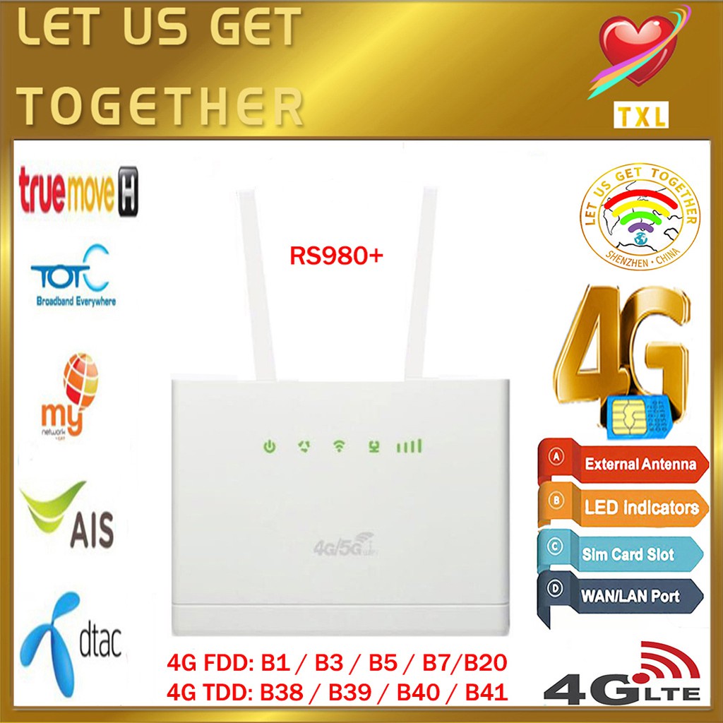♧ ใหม่ RS980 300Mbps 4G Router 4G Lte Cpe Wireless Router ซิมการ์ด ...