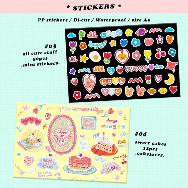 🌈PP stickers DICUT 🌷สติ๊กเกอร์ ไดคัท กันน้ำ พร้อมส่ง ขนาด10x15cm ตกแต่ง ...