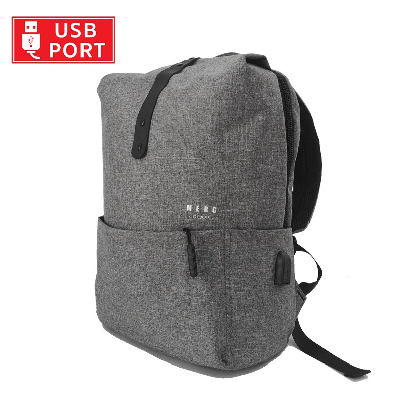 กระเป๋าเป้กันน้ำ + USB รุ่น Hector - Grey กระเป๋าเป้โน้ตบุ๊ค Merc Gears ...