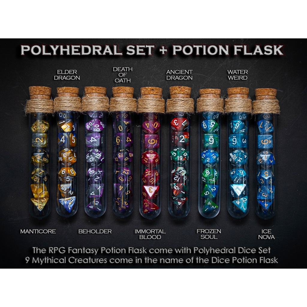 Potion Flask with Dice Set of 7 | ลูกเต๋า Dice For DnD D&D MTG RPG TRPG ...