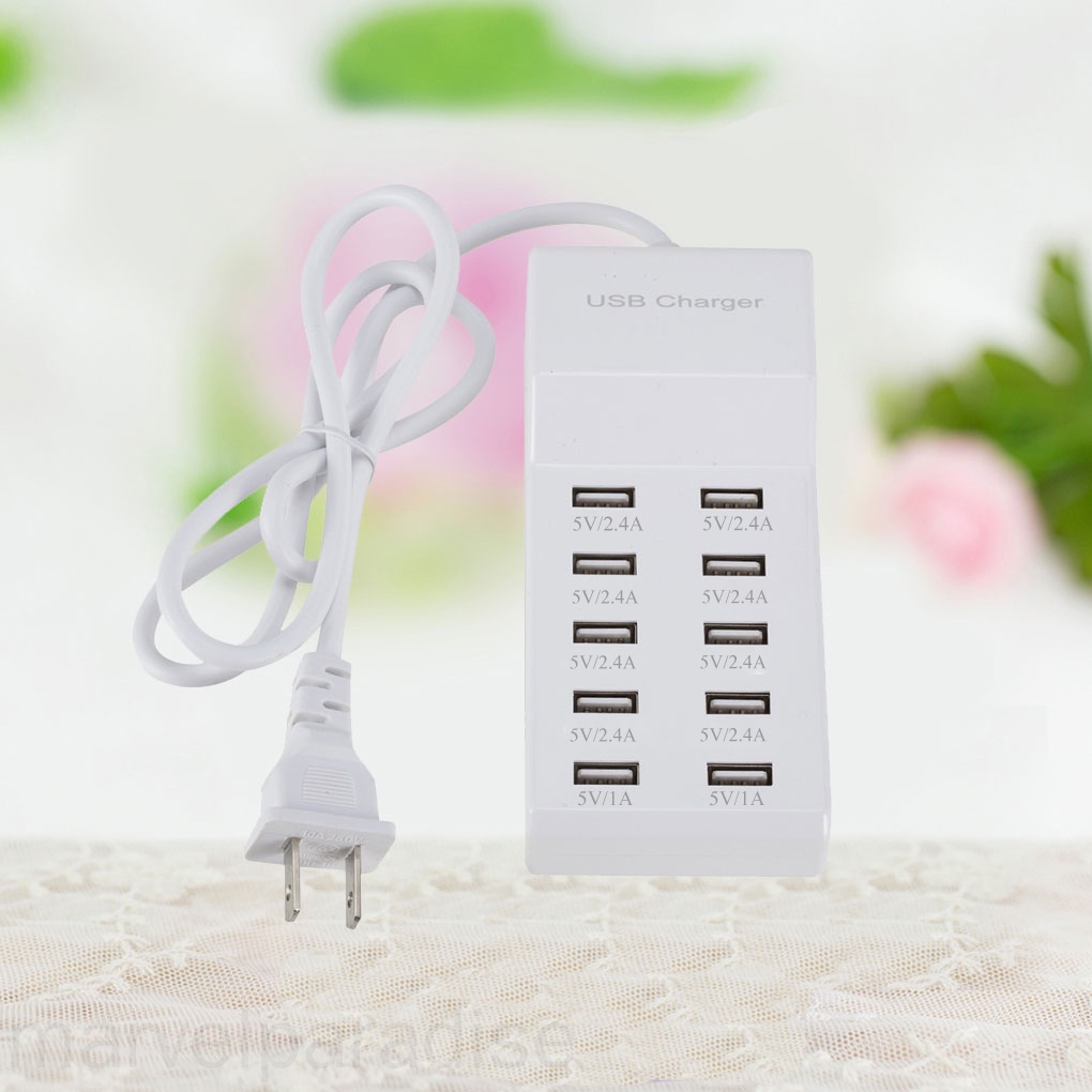 10 Ports USB Charger Phone Tablet USB Device Travel Desktop Charger Hub ...