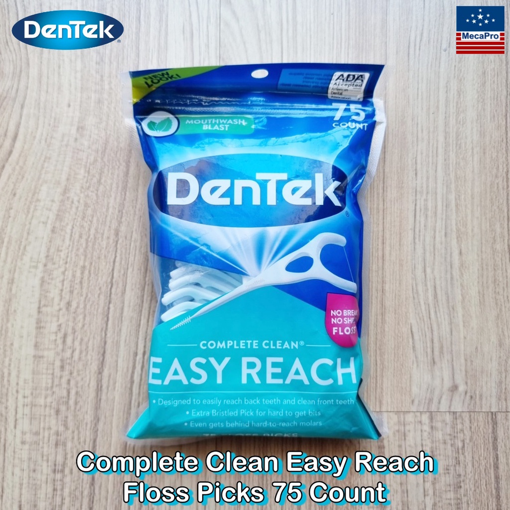 DenTek® Complete Clean Easy Reach Floss Picks 75 Count ไหมขัดฟัน พร้อมไม้จิ้มฟันแบบยืดหยุ่นและขน ...