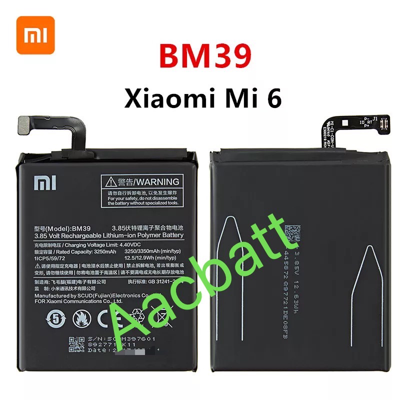 เบตเตอรี่ Xiaomi Mi 6 BM39 3350mAh ส่งจาก กทม | Shopee Thailand