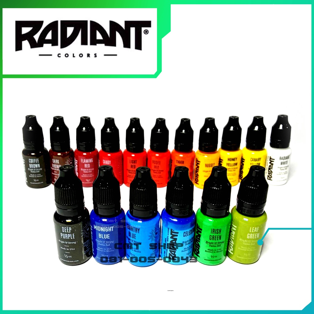 RADIANT ขนาดครึ่งออนซ์ สีสัก หมึกสักลาย เนื้อสีละเอียด สีสด สักติดง่าย ...