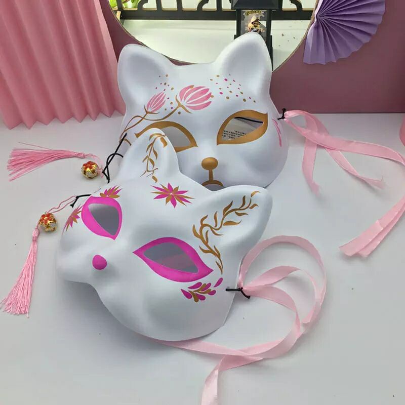 Pink Ribbon Kitsune Fox Mask | Shopee Thailand