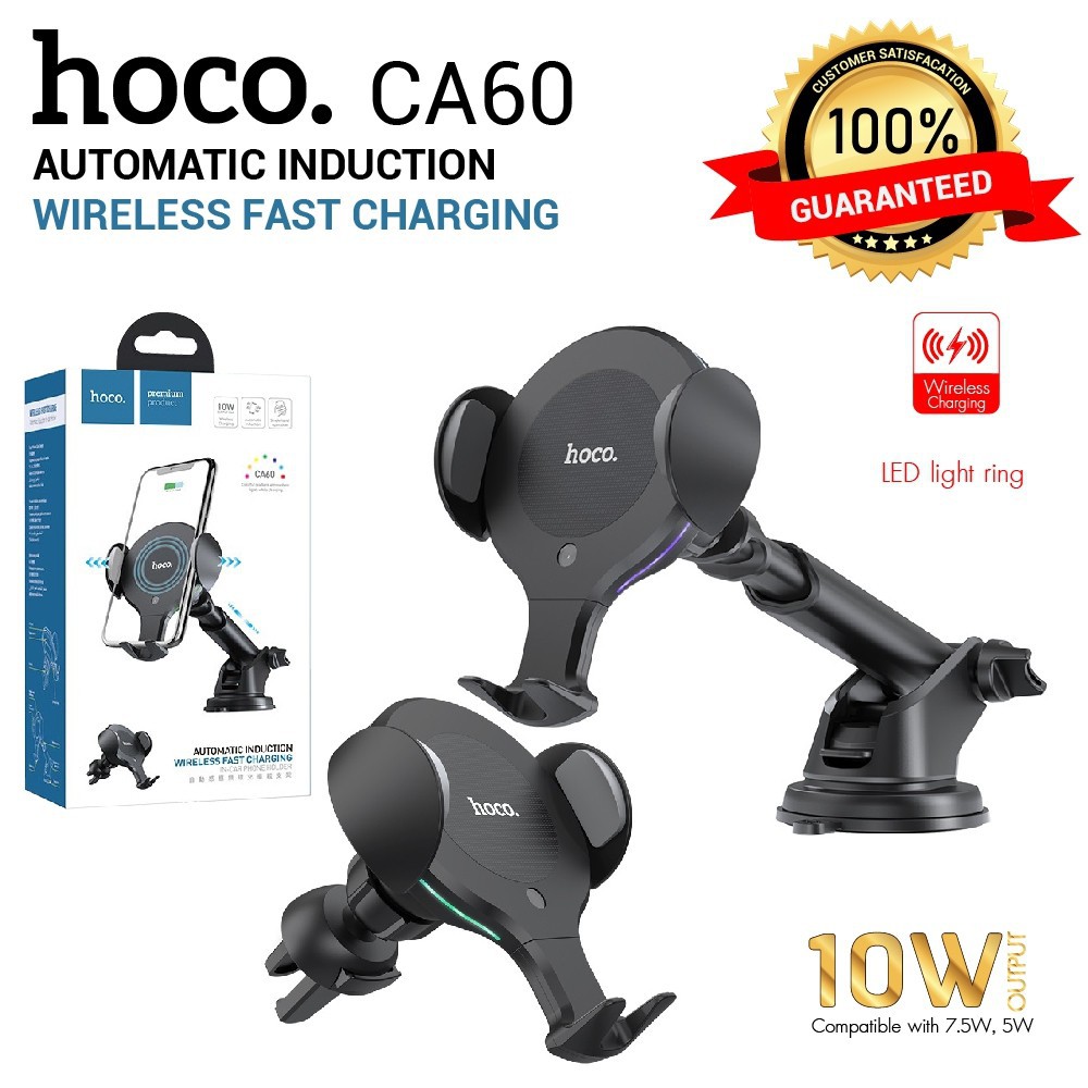 ชาร์จเร็ว Hoco CA60 ใหม่ล่าสุด Aspiring infrared sensor wireless charging car holder | Shopee ...