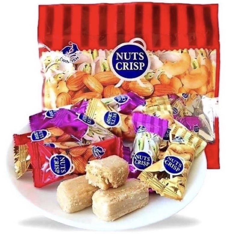 Nuts Crisp ยอดฮิต ขนมถั่วตุ๊บตั๊บ ถั่วอัดแท่ง คละรสตรา TWINFISH NUTS CRISP | Shopee Thailand