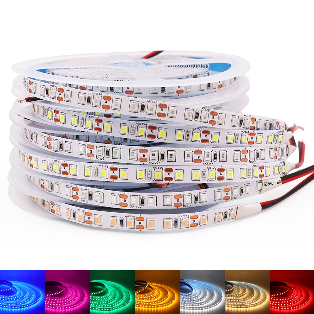 Kefeng DC 12V 2835 สายไฟ LED 60 ดวง 5 ม. ยืดหยุ่น สีขาวอบอุ่น สีขาว สีแดง สีฟ้า สีเขียว สีเหลือง ...