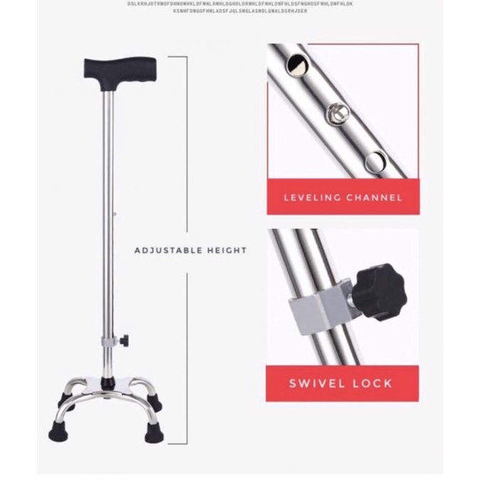 Stainless steel walking stick 4 legs ไม้เท้าสแตนเลสพยุงการเดิน 4 ขา ...