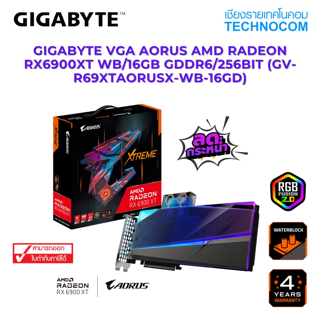 (DEMO UNIT ประกันเต็ม) GIGABYTE VGA AORUS AMD RADEON RX6900XT WB/16GB ...