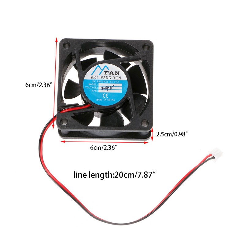 DC 12 V 24 V 2-Pin Cooler Brushless PC CPU Case Cooling Fan 6025 ...