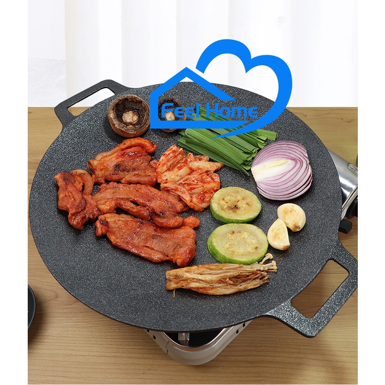 กระทะเกาหลี ย่างเนย ปิ้งย่าง BBQ หมูกระทะ ขนาด 29cm สามารถใช้ได้กับเตาไฟฟ้า นำเข้าจากเกาหลี IH ...