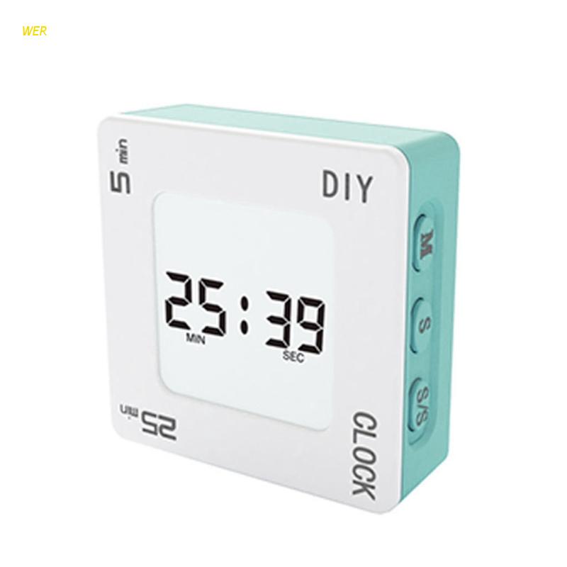 WER DIY Time Management Pomodoro Timer Creative Square Alarm Clock for ...