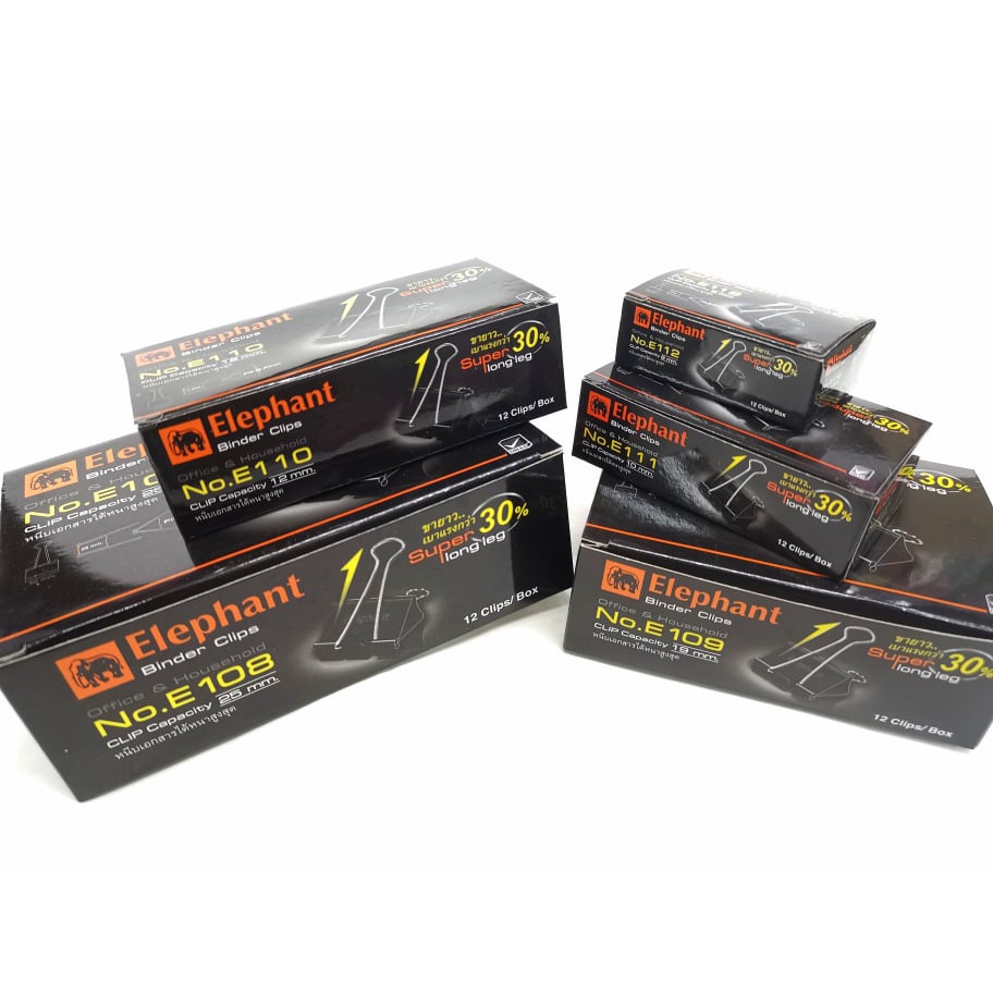 (12 ชิ้น) คลิปหนีบ ตราช้าง เบอร์ E108/E109/E110/E111/E112 | Shopee Thailand