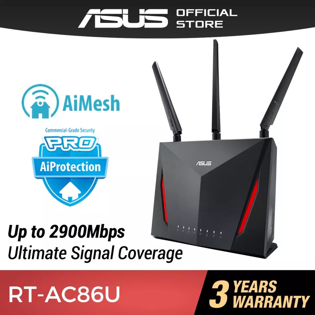 ASUS AIMESH (RT-AC86U) DUAL BAND AC2900 MESH WI-FI GAMING ROUTER | Shopee Thailand