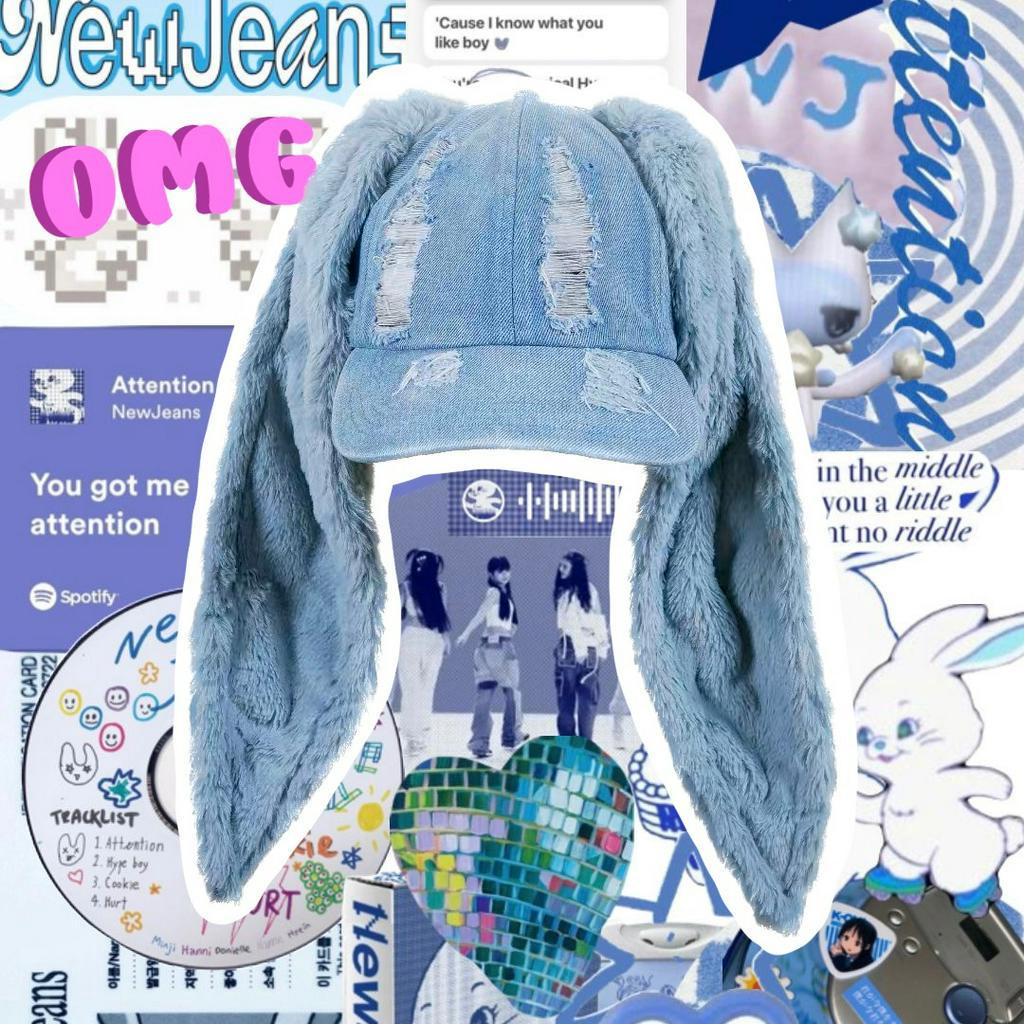 หมวกหูกระต่าย🐰💖 Baseball Cap สไตล์ Newjeans เพลง Omg น่ารักมาก Shopee