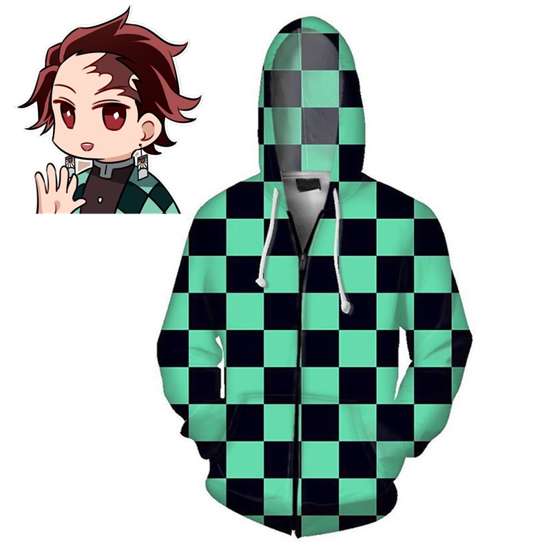 เสื้อแจ็กเก็ตกันหนาว มีฮู้ด พิมพ์ลาย Demon Slayer Zip Up 3 มิติ สําหรับ ...