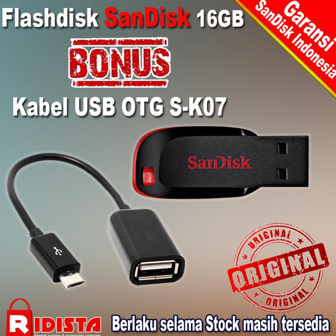 Sandisk 16GB Cruzer แฟลชไดรฟ์ ใบมีด + OTG-J361 Bonus | Shopee Thailand