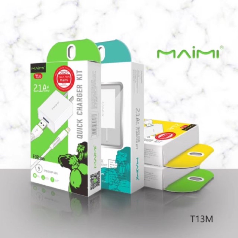 ที่ชาร์จ มือถือ Maimi T13 ของแท้ Charger SET สายชาร์จพร้อมปลั๊ก 2.1A MAX (หัว USB) | Shopee Thailand