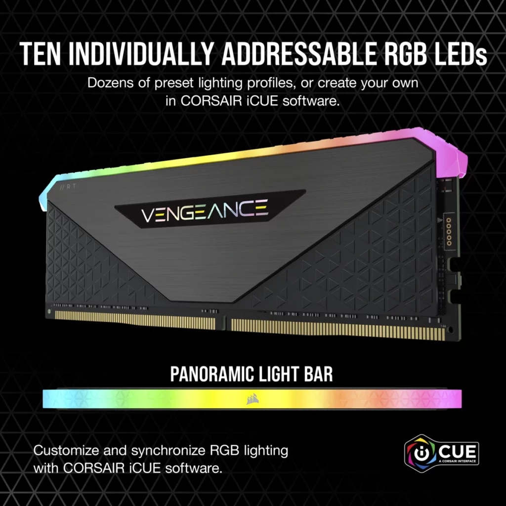 16GB (8GBx2) DDR4/3600 RAM PC (แรมพีซี) CORSAIR VENGEANCE RGB RT (BLACK ...