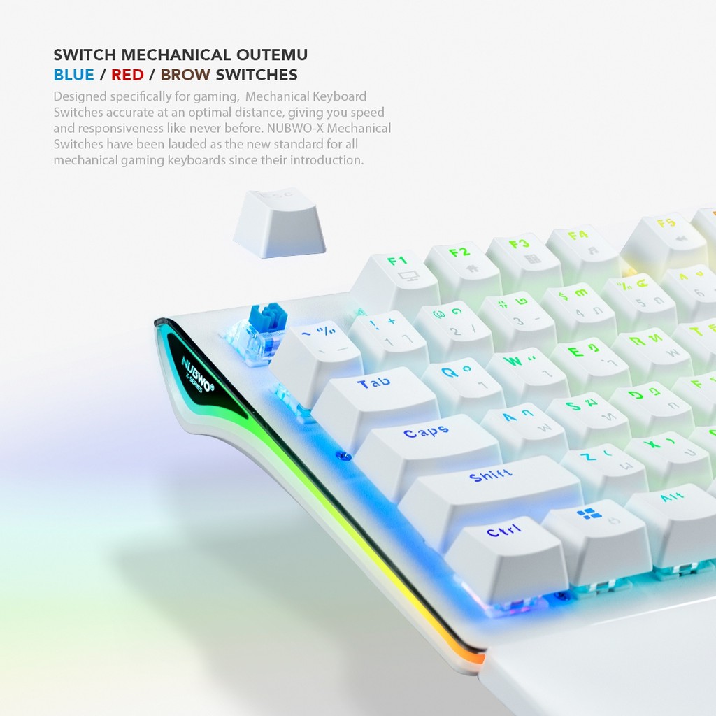 Nubwo Terminator White Edition RGB mechanical keyboard คีย์บอร์ดเกมมิ่ง ...