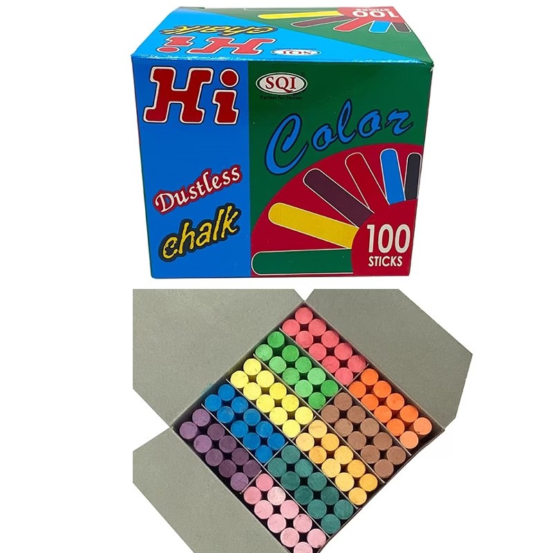 ไฮ ชอล์กสี ชอล์กเขียนกระดาน 100แท่ง/กล่อง Hi Chalk 100Stick /Box ...