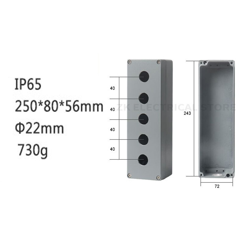 Metal cast aluminum waterproof button switch control box opening 22mm ...