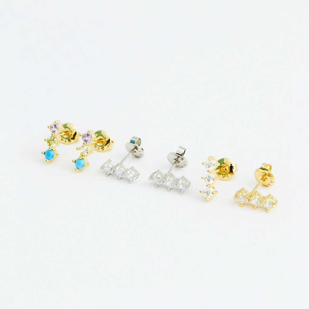 YVIS Triple Drop Line Gem Stud | Shopee Thailand