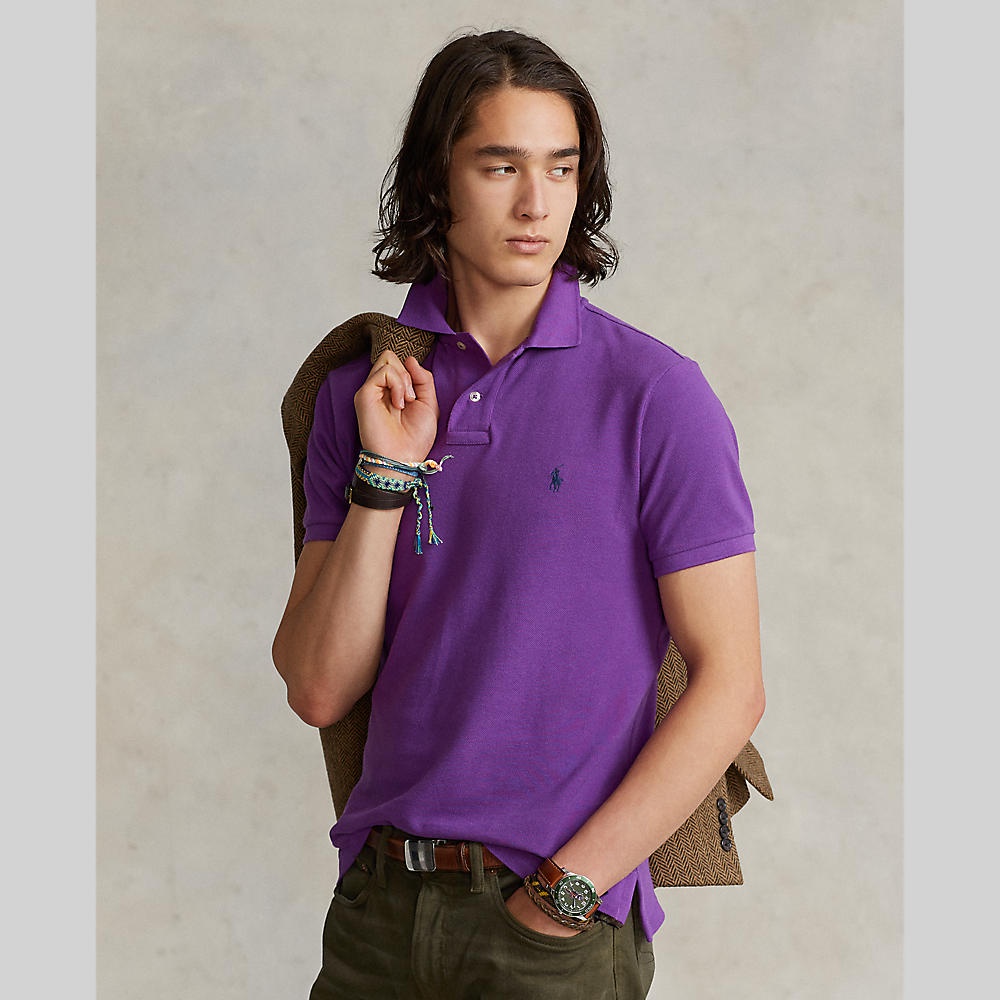Polo Ralph Lauren POLO Custom Slim Fit Mesh Polo Shirt เสื้อโปโล รุ่น MNPOKNI1N820505 สี 500 ...
