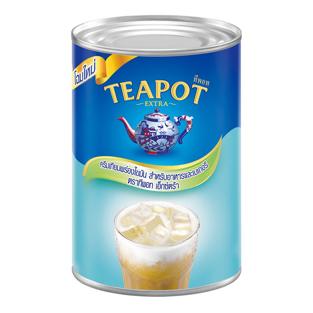 TEAPOT EXTRA ทีพอท เอ็กซ์ตร้า ครีมเทียมข้นจืด ชนิดพร่องไขมัน ขนาด 385กรัม/กระป๋อง ยกแพ็ค 6 ...