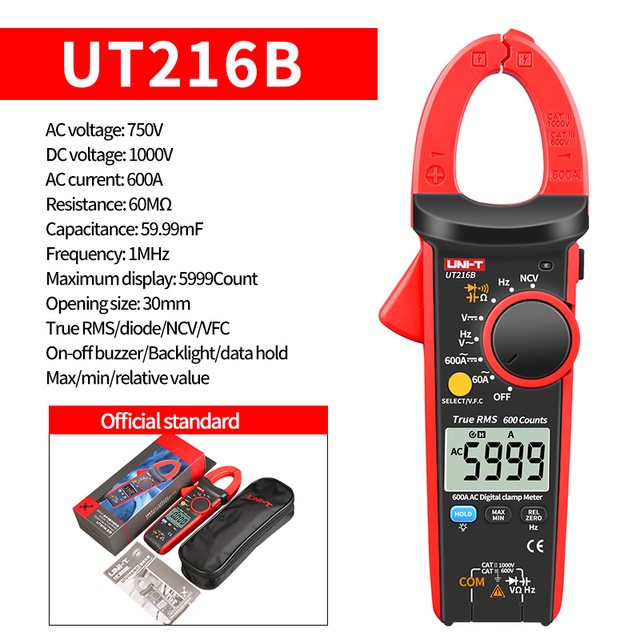 UNI-T UT216D UT216A UT216B UT216C 600A True RMS แคลมป์มิเตอร์แบบดิจิตอล ...