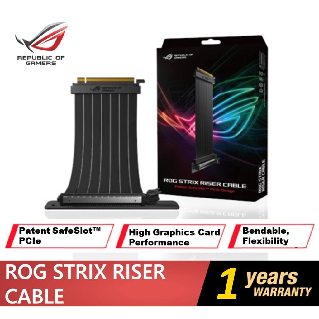 ASUS ROG Strix Riser Cable 240 mm PCI-E 3.0 x 16 Riser Cable with 90 ...