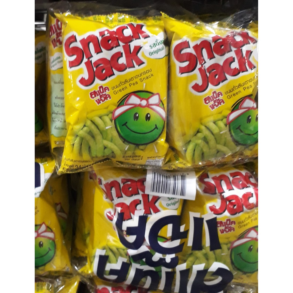 สแน็คแจ๊ค รสดั้งเดิม ขนาด 34กรัม ยกแพ็ค 6ถุง ถั่วลันเตาอบกรอบ SNACK ...